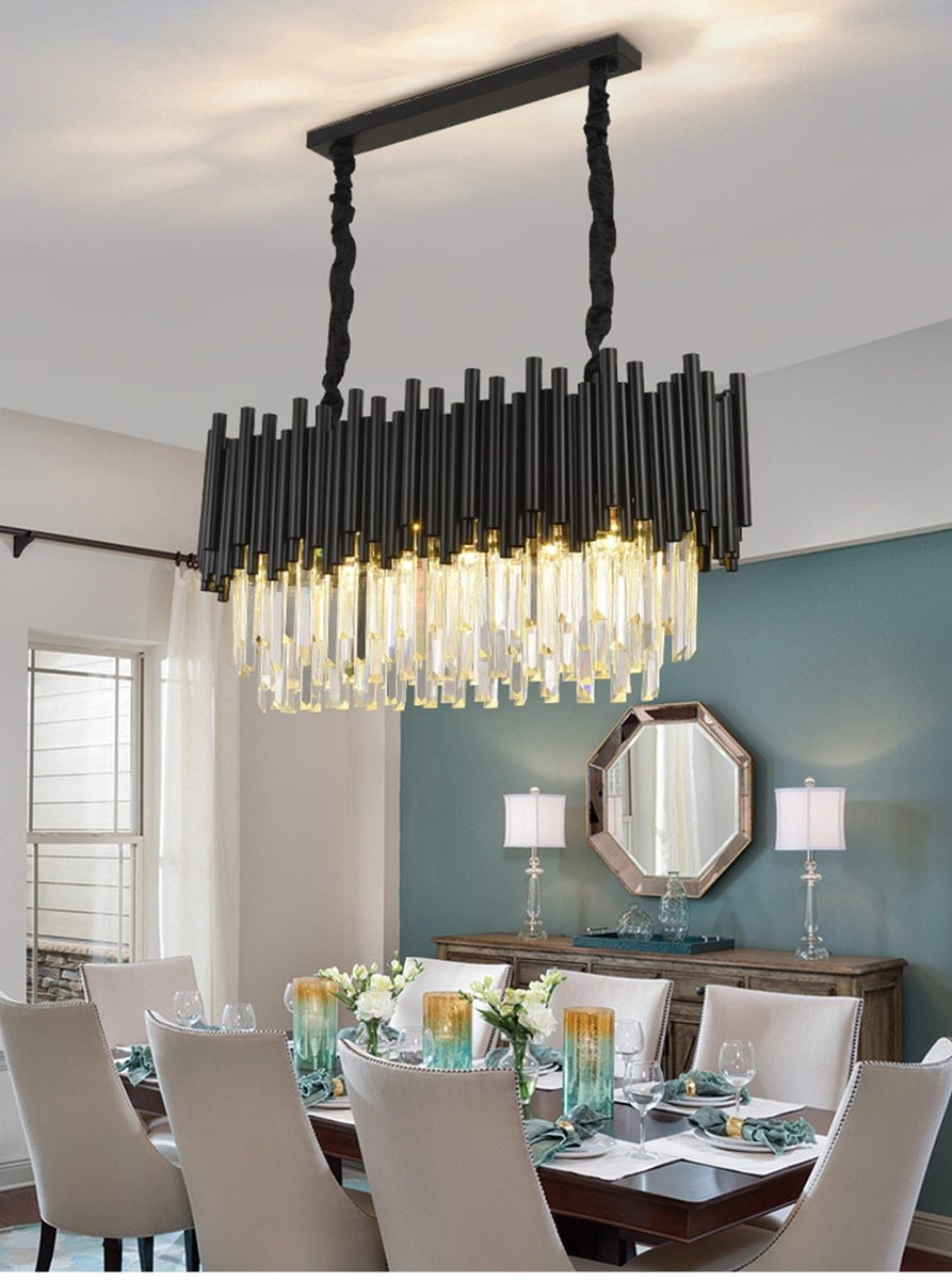 Black and Crystal Chandelier Linear | Jade Connor Design Store