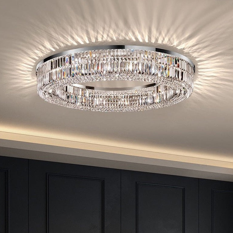 Modern Crystal Flush Mount in Chrome or Gold | Jade Connor Design Store